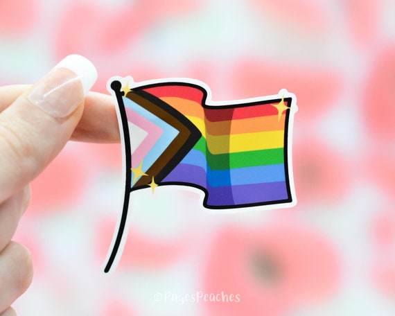 Progressive Pride Flag Sticker Lgbtq Gay Rainbow Sticker Etsy