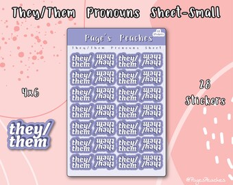 Mini Pronouns Sticker Sheet Bulk Small Pronoun Stickers for | Etsy