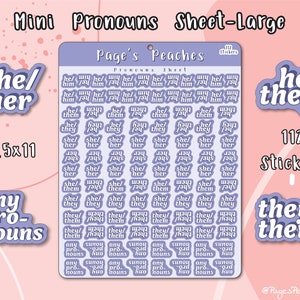 Mini Pronouns Sticker Sheet Bulk Small Pronoun Stickers for - Etsy