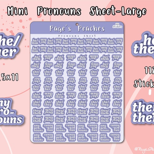 Mini Pronouns Sticker Sheet Bulk Small Pronoun Stickers for - Etsy