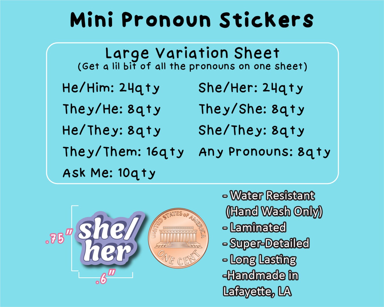 Mini Pronouns Sticker Sheet Bulk Small Pronoun Stickers for Name Tags ...