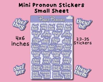 Mini Pronouns Sticker Sheet Bulk Small Pronoun Stickers for Name Tags ...