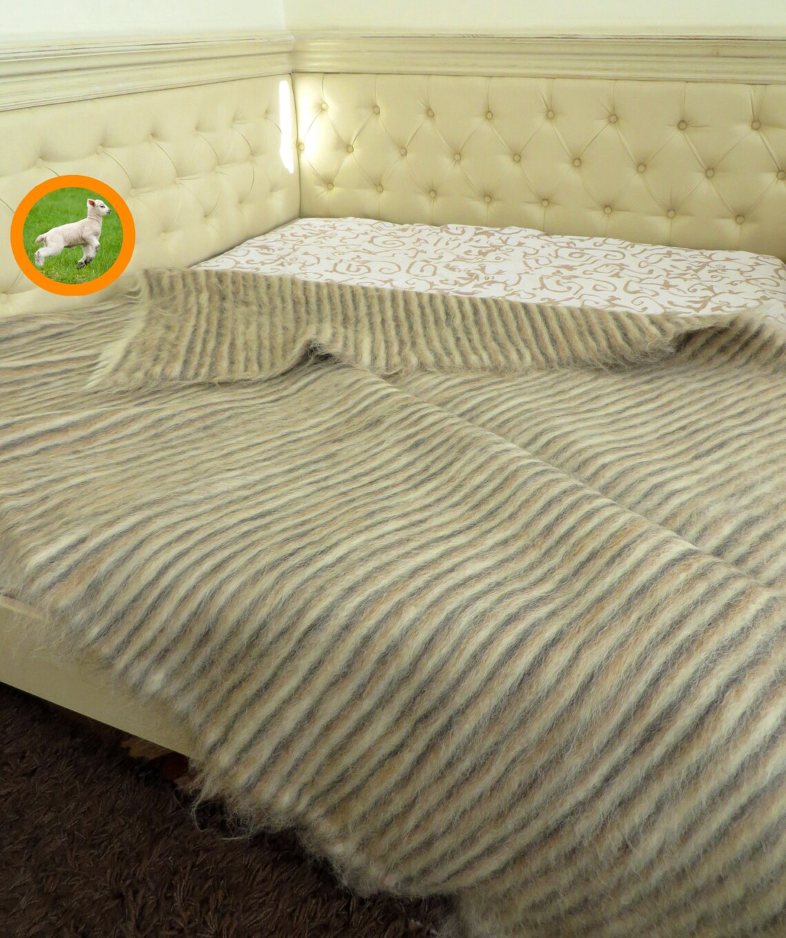 Bed Throw Blanket Wool Throw Striped Blanket Wool Blanket | Etsy