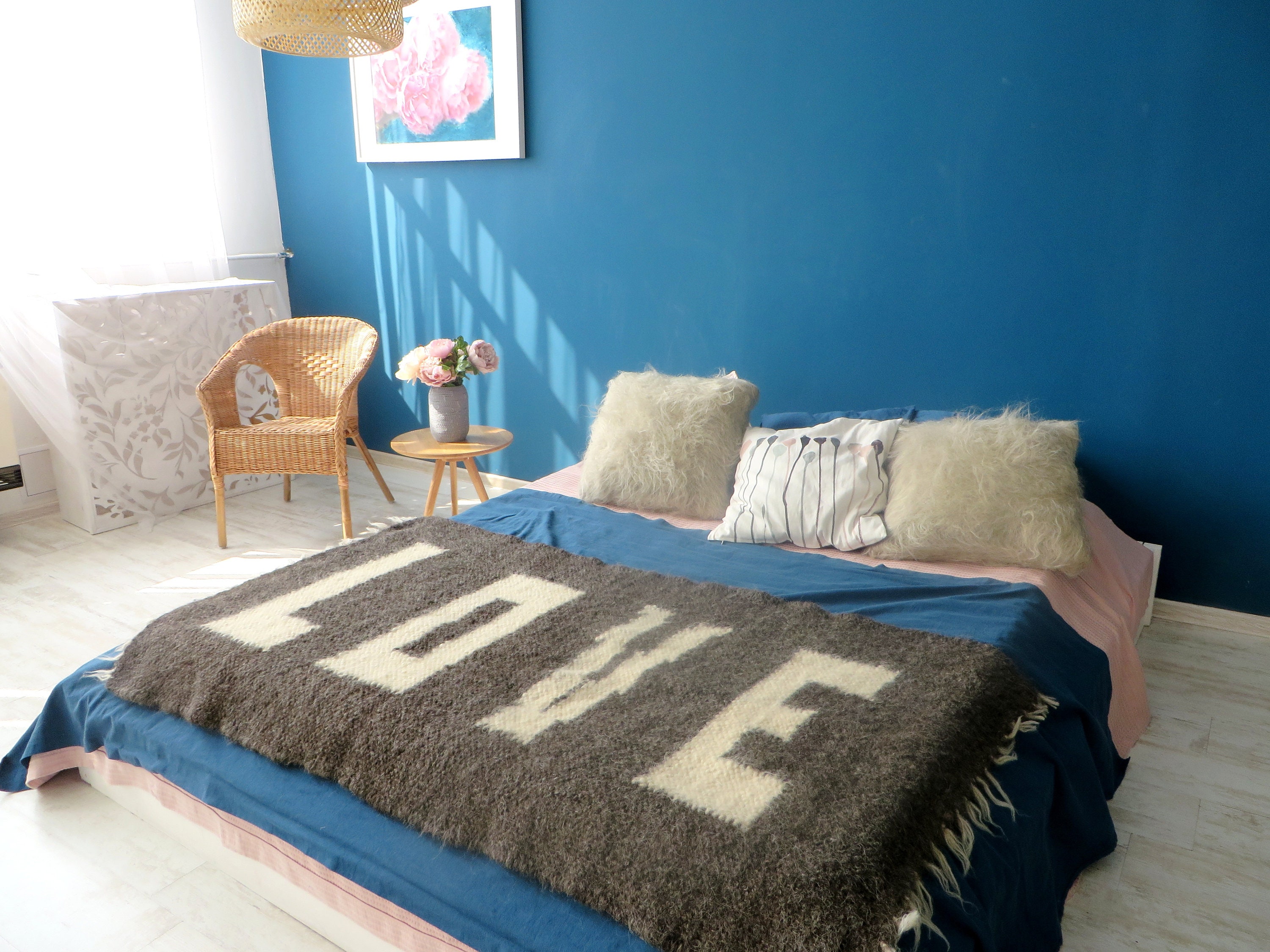 Wool RunnerWool RugWoven RugsBedside RugLove Print | Etsy