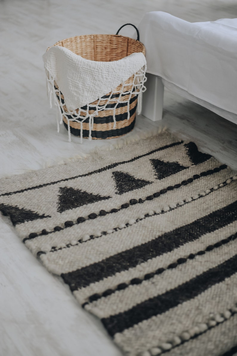 Geometric Runner Rugwool Runnermodern Rugaccent Rug Area | Etsy