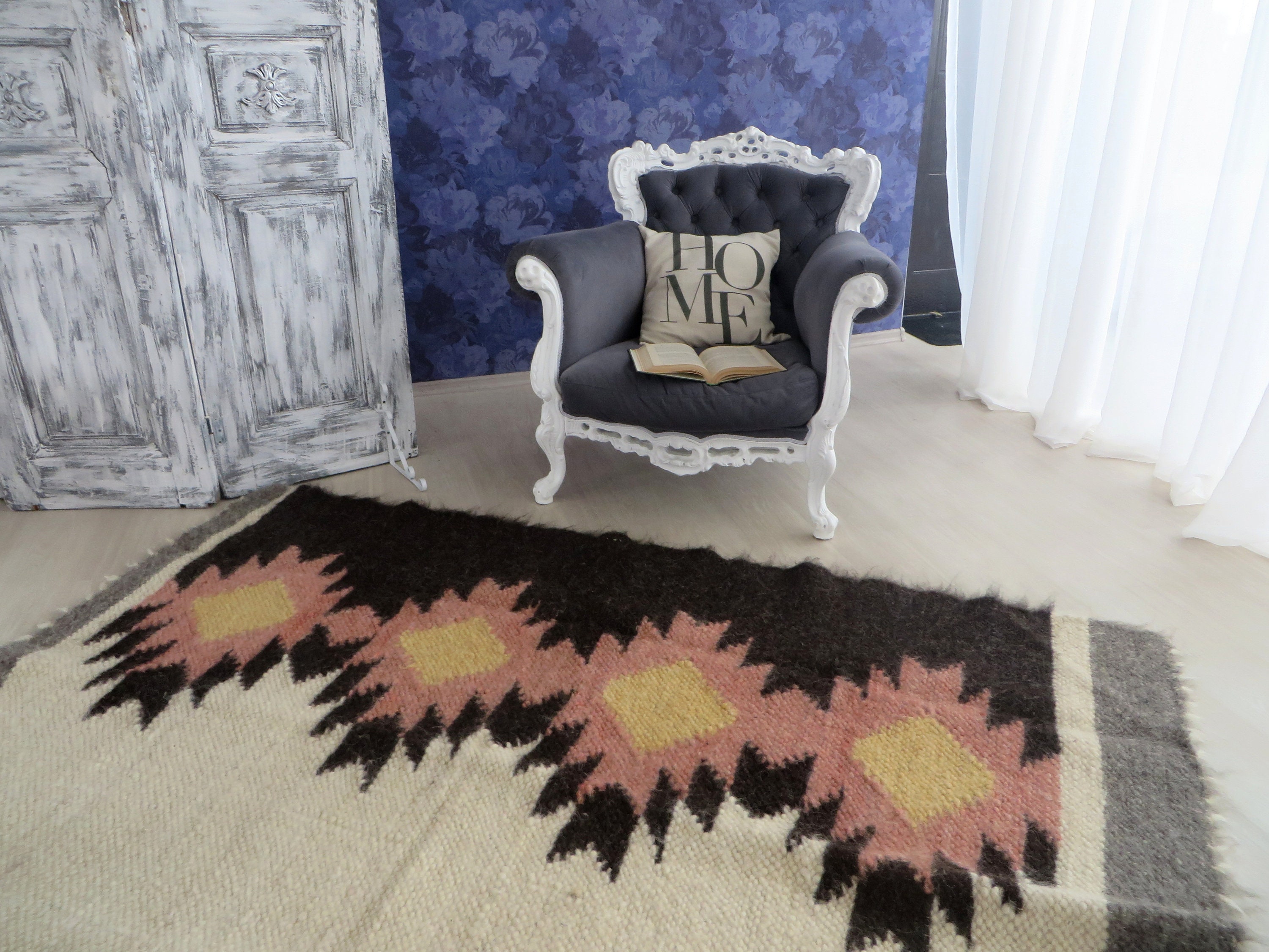 Soft Natural Wool RugScandinavian RugArea RugsBed | Etsy