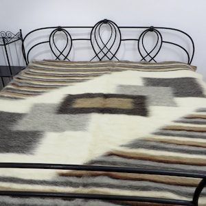 Wool Bed Blanket,rustic Wool Blankets,woven Coverlet,queen Throw,throw ...