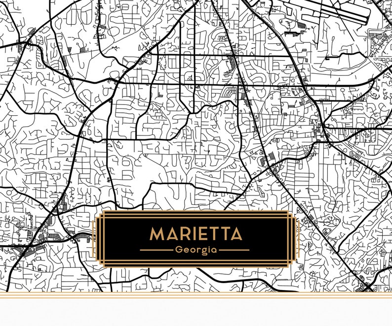 MARIETTA Georgia City Map Marietta Georgia Art Print Marietta | Etsy