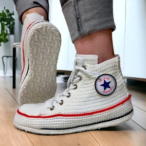 Crochet Converse-style High-top Classic Sneaker Slippers - Custom ...