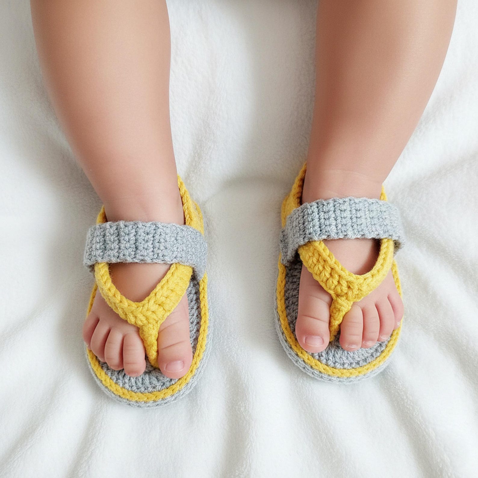 Crochet Baby Flip Flops Sandals, Newborn Knit Booties, Soft Cotton ...