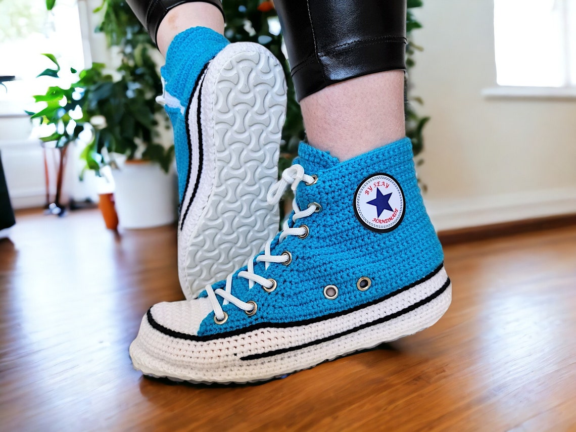 Crochet Converse-style Knitted Slippers - Warm Winter Slip-ons for Men ...