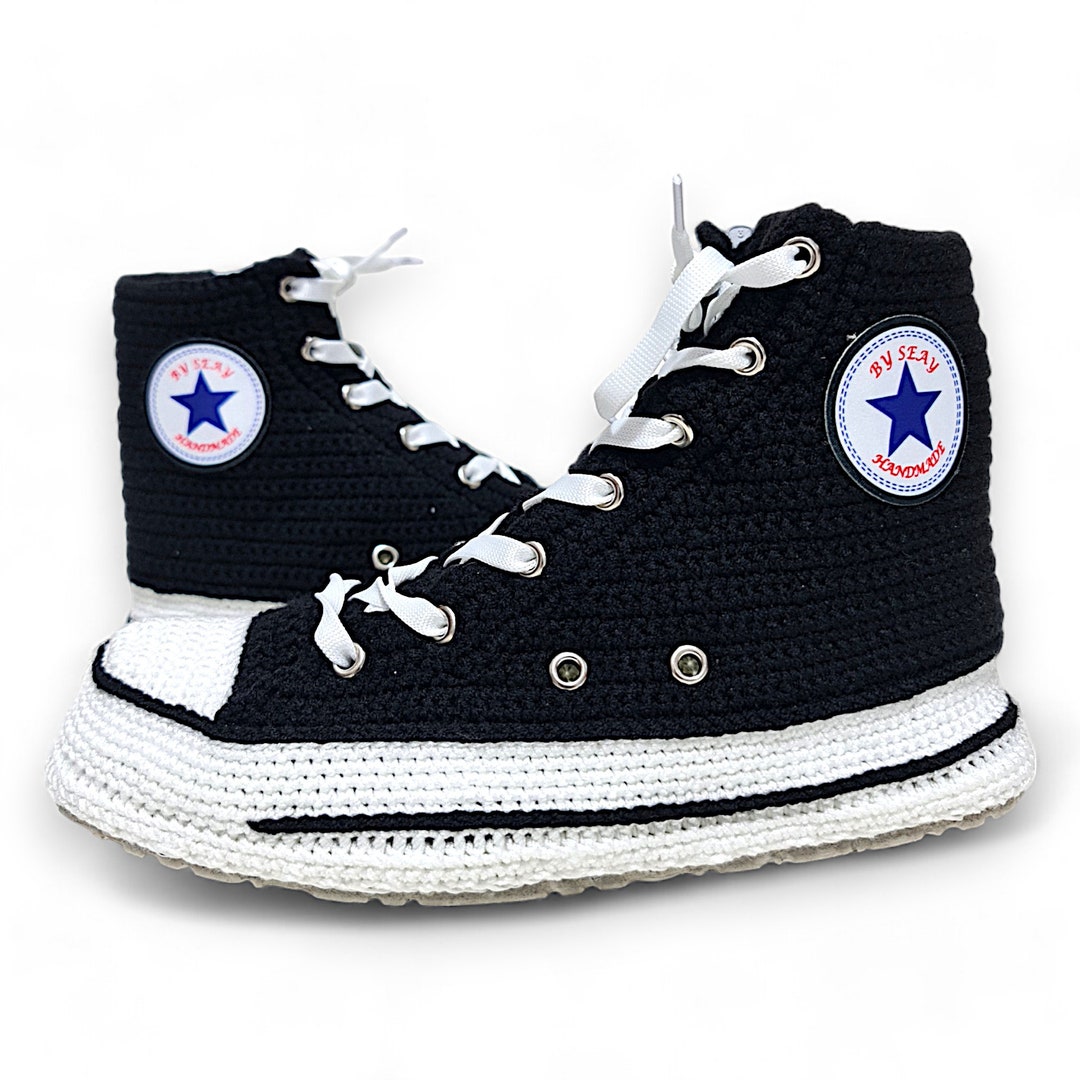 High Top Converse-style Knitted Sneaker Slippers, Zipper Design ...