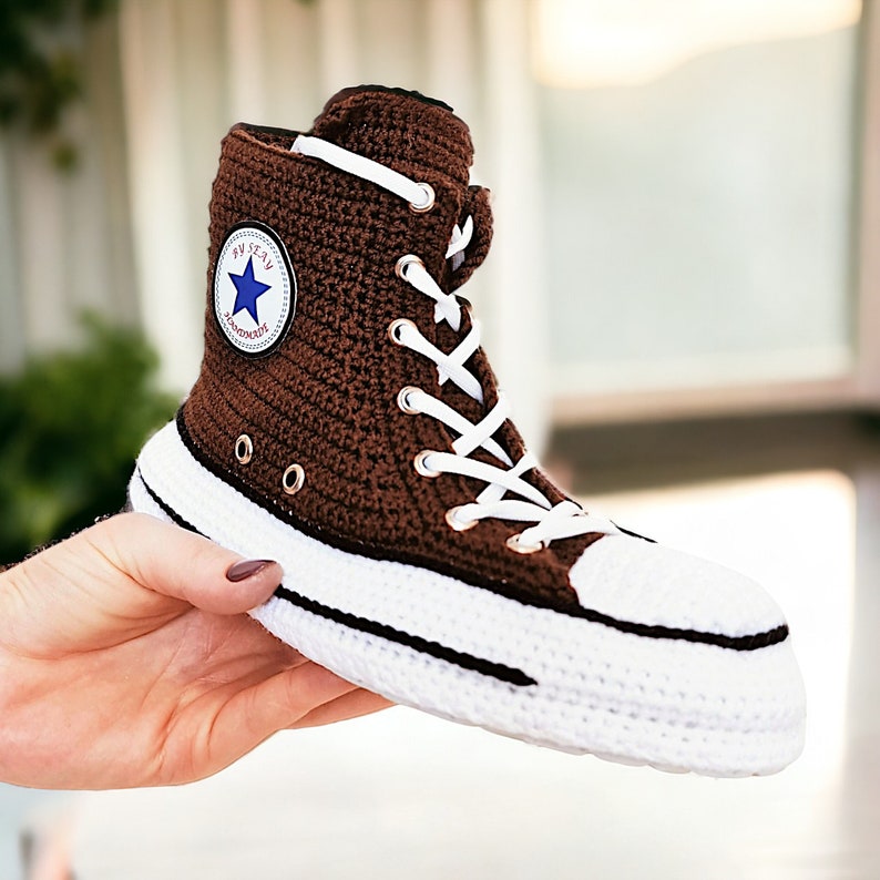 High Top Converse-style Sneaker Slippers, Custom Unisex House Crochet ...