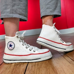 Crochet Converse-style High-top Classic Sneaker Slippers - Custom ...