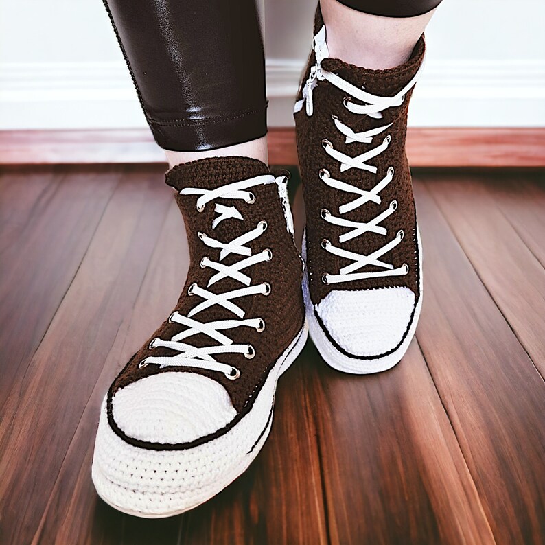 High Top Converse-style Sneaker Slippers, Custom Unisex House Crochet ...
