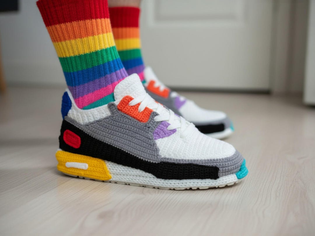 Rainbow Crochet Pride Sneakers, LGBTQ Art Slippers, Love is Love Gift ...