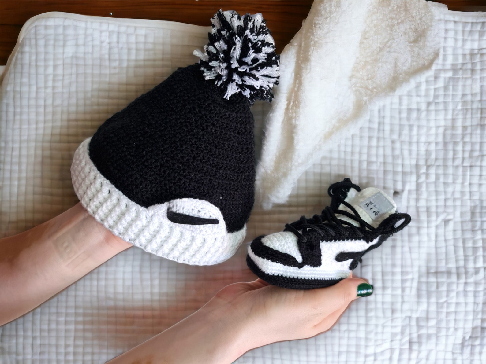 Baby Retro Sneaker Hat Combo, Cozy Baby Winter Gifts, Baby Shower Gifts ...