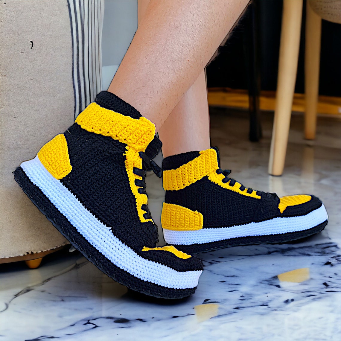 Jordan Custom Knitted Sneakers Slippers - Comfy Basketball Home Shoes ...