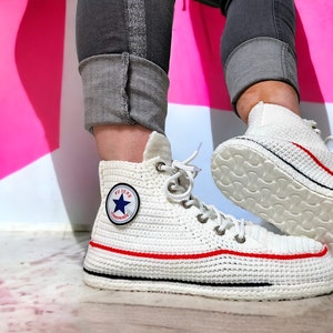 Crochet Converse-style High-top Classic Sneaker Slippers - Custom ...