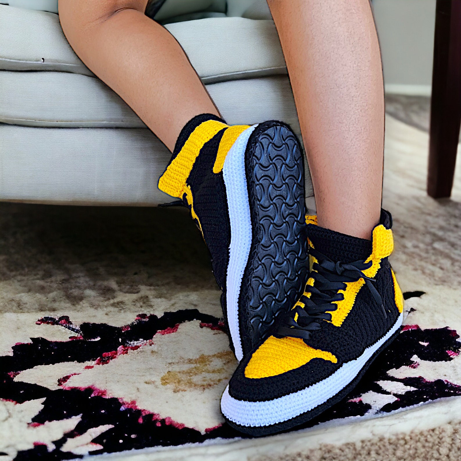 Jordan Custom Knitted Sneakers Slippers - Comfy Basketball Home Shoes ...
