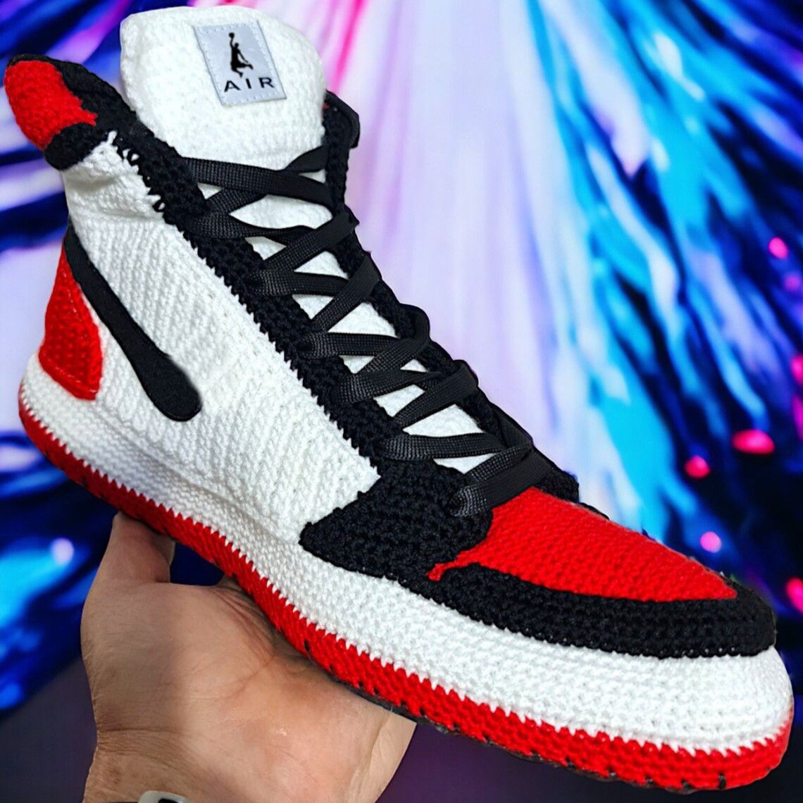 Crochet Basketball High-top Slippers, Custom Knit Home Sneakers, Cozy ...