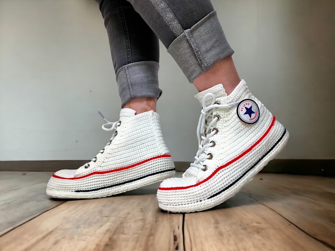 Crochet Converse-style High-top Classic Sneaker Slippers - Custom ...