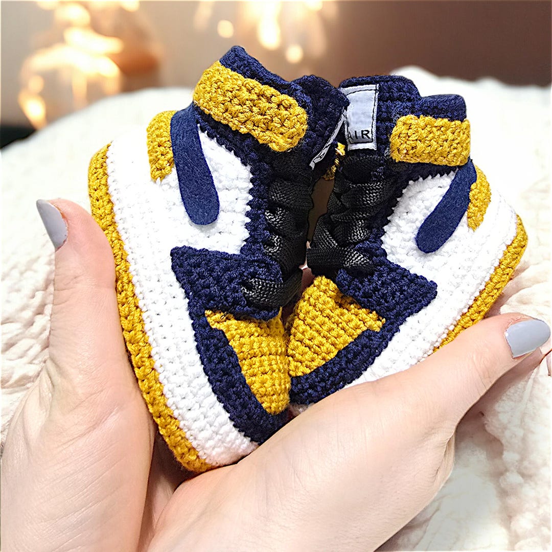 Crochet Baby Jordan Sneakers | Berkeley Basketball Team Colors Booties ...