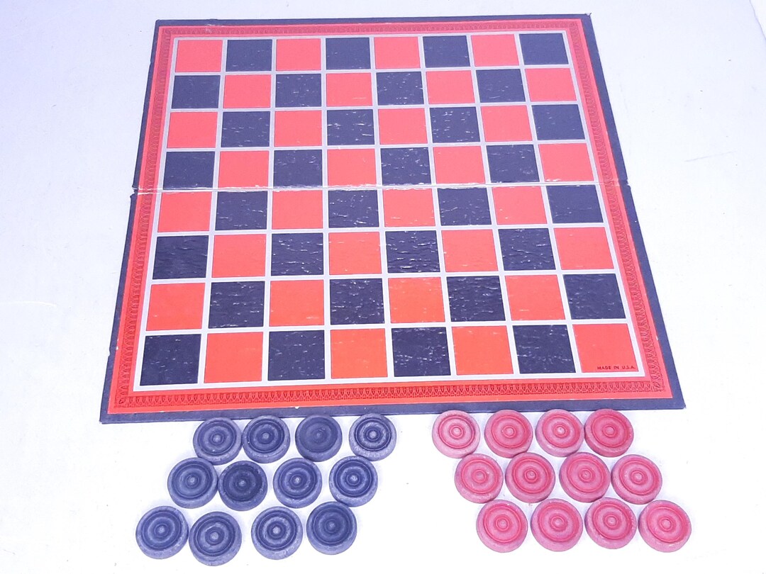 Vintage Crisloid Folding Checkers and Backgammon Board With Wooden ...