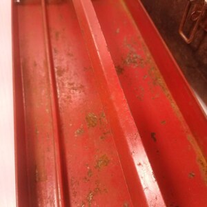 Vintage Metal Tool Box With Removable Red Tray, Simmonds Industries ...