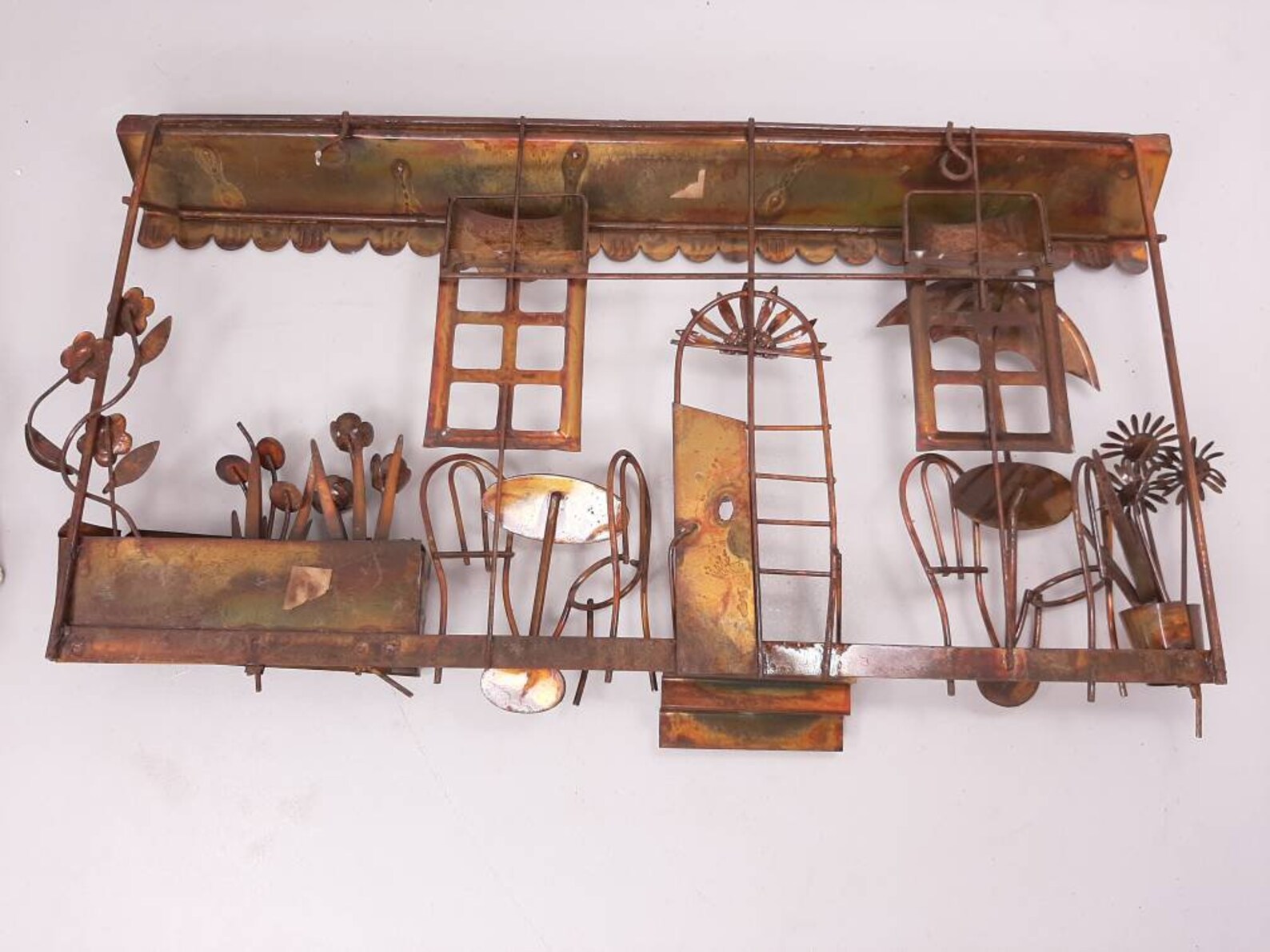 Vintage Metal Wall Hanging of French Cafe Scene, 20 X 11, Copper ...