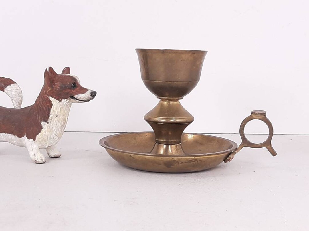 Vintage Brass Single Finger Candlestick Holder, 4 Tall, 4.75 Diameter ...