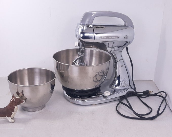 Vintage Hamilton Beach Model H Mixer With Two Bowls, Chrome and Gray ...