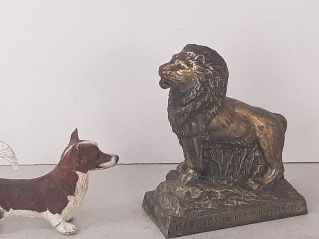 Vintage Bronze Lion Bank by Banthrico Inc From Harris Trust and Savings ...