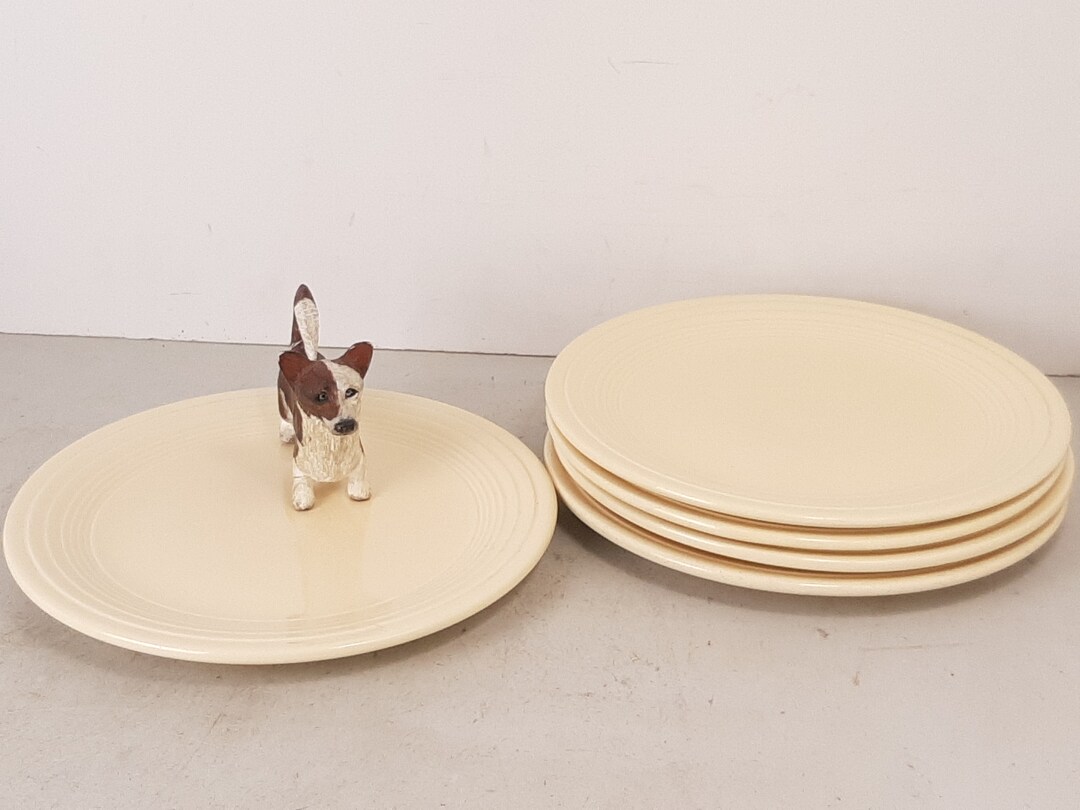 Set of 5 Vintage 30s-50s Ivory Fiesta Ware 9.5" Lunch/dinner Plates ...