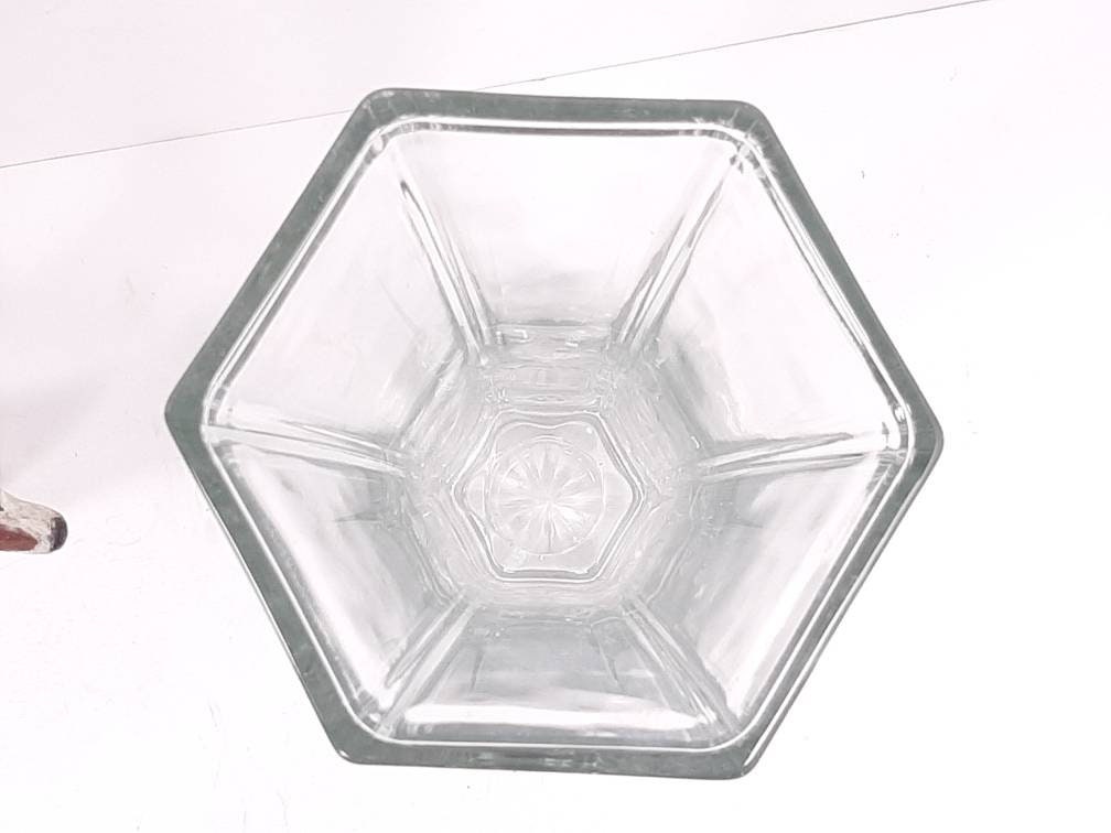 Vintage Hoosier Glass 4040 Glear Glass Hexagonal Vase, 9" Tall, 4.75 ...