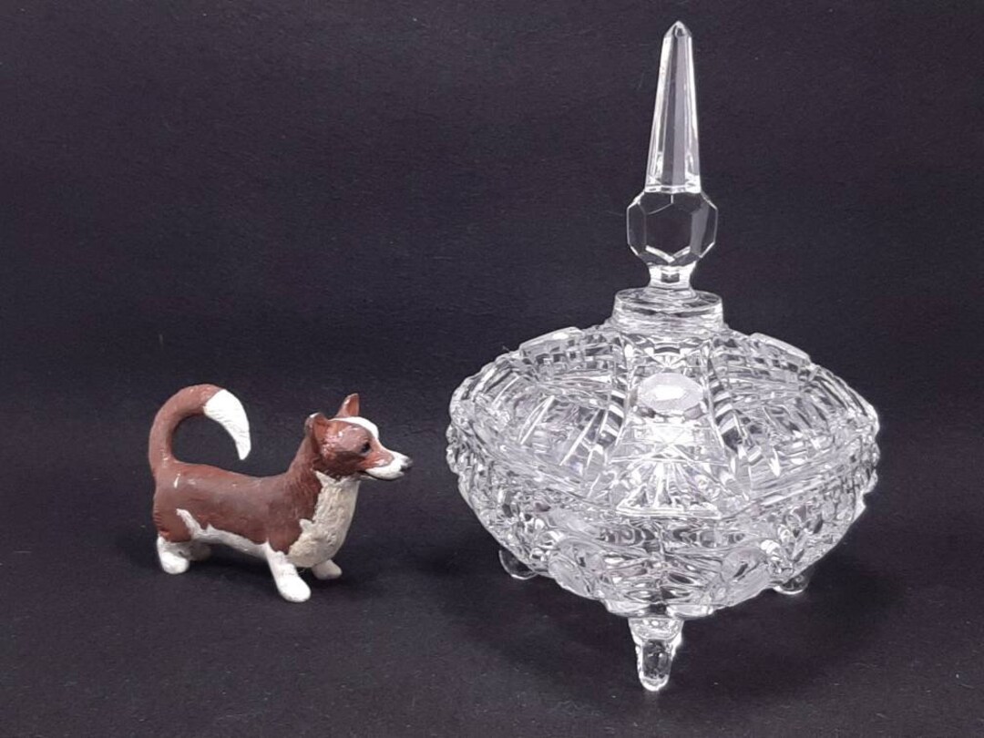 Vintage Heavy Pressed Glass Triangular Candy Dish With Lid, Chip on Lid ...
