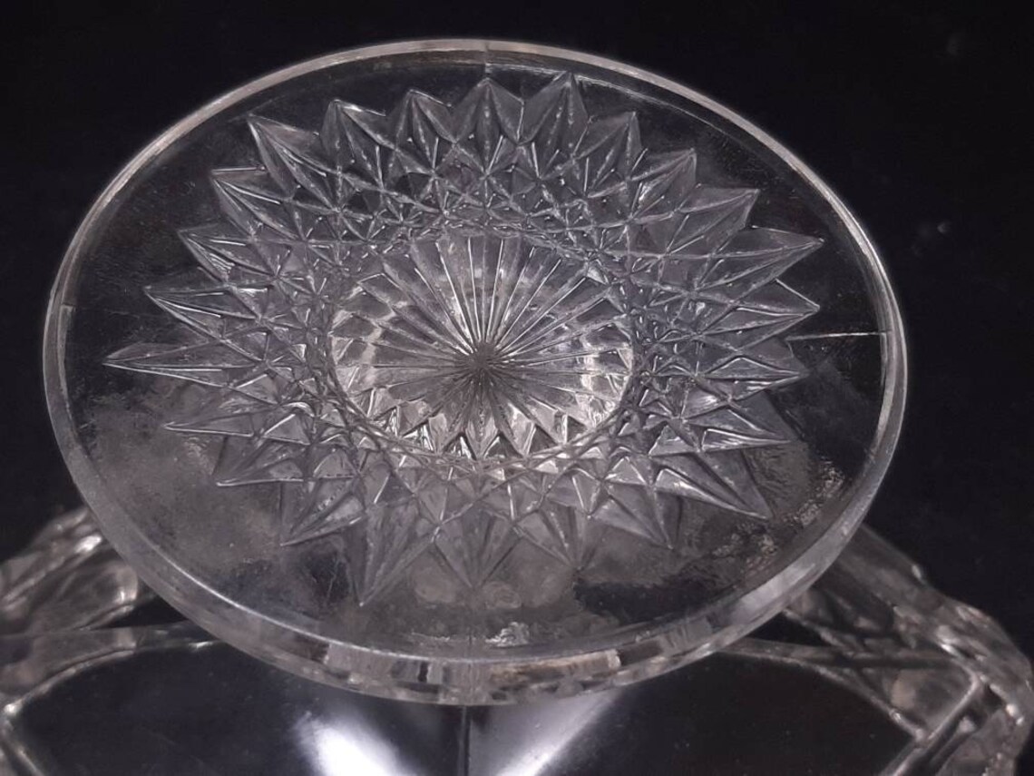 Vintage Pressed Glass Square Compote on Pedestal With Round - Etsy