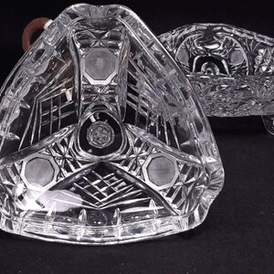 Vintage Heavy Pressed Glass Triangular Candy Dish With Lid - Etsy