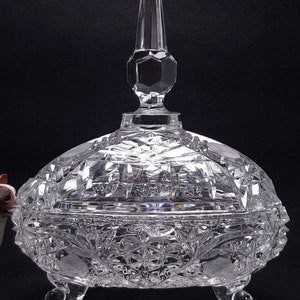 Vintage Heavy Pressed Glass Triangular Candy Dish With Lid - Etsy