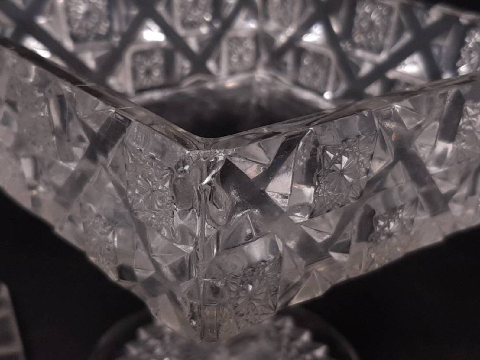 Vintage Pressed Glass Square Compote on Pedestal With Round Foot ...