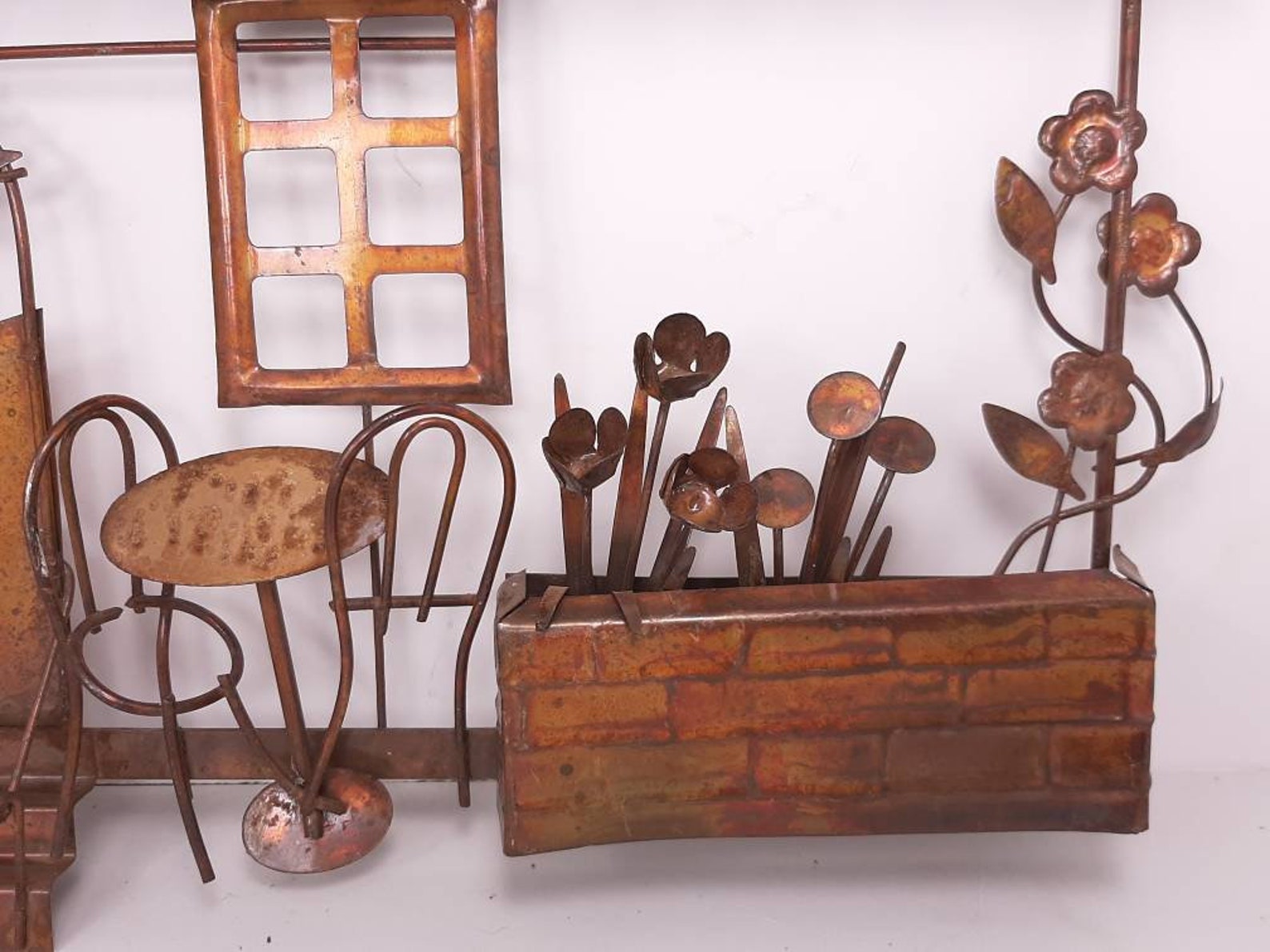 Vintage Metal Wall Hanging of French Cafe Scene, 20 X 11, Copper ...