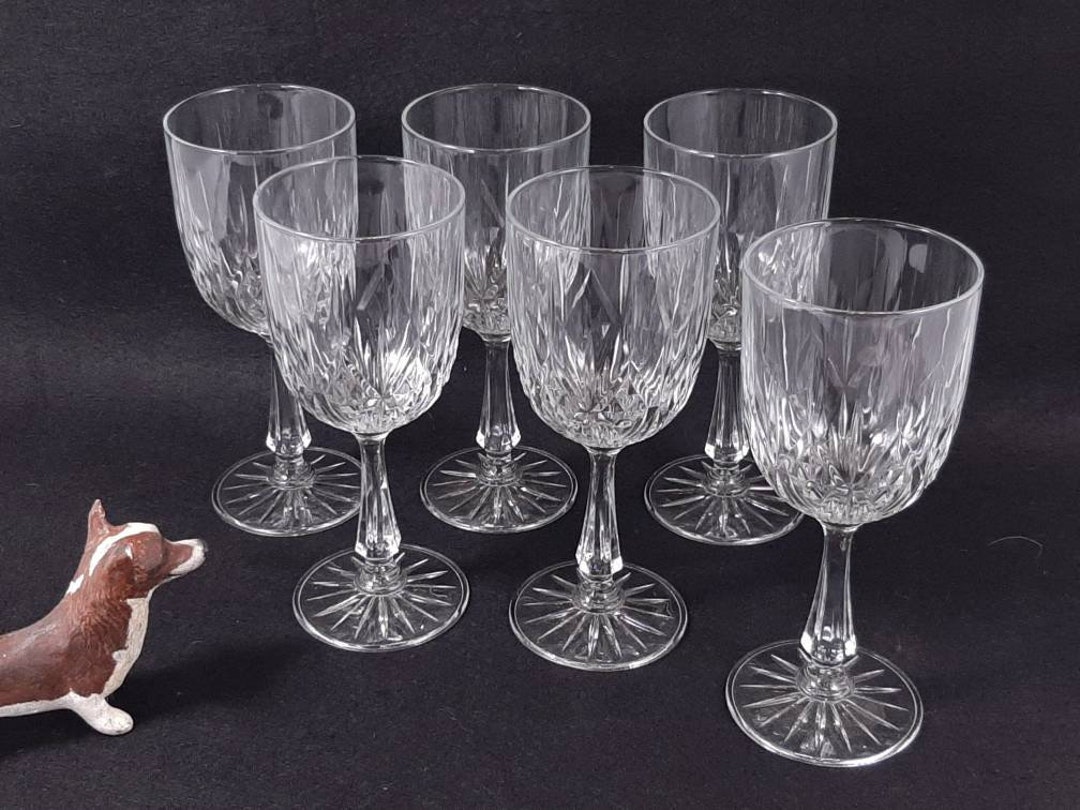Set of 6 Vintage Pressed Glass Goblets, 9oz, 7.25" Tall, 3 1/8 " Diam ...