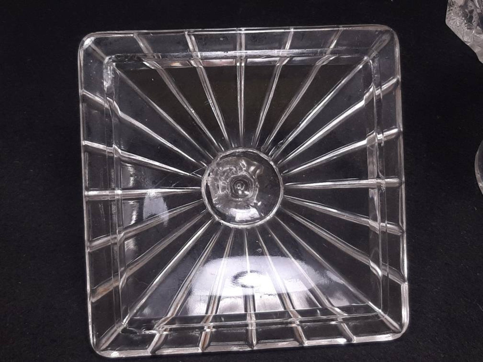 Vintage Pressed Glass Square Compote on Pedestal With Round - Etsy
