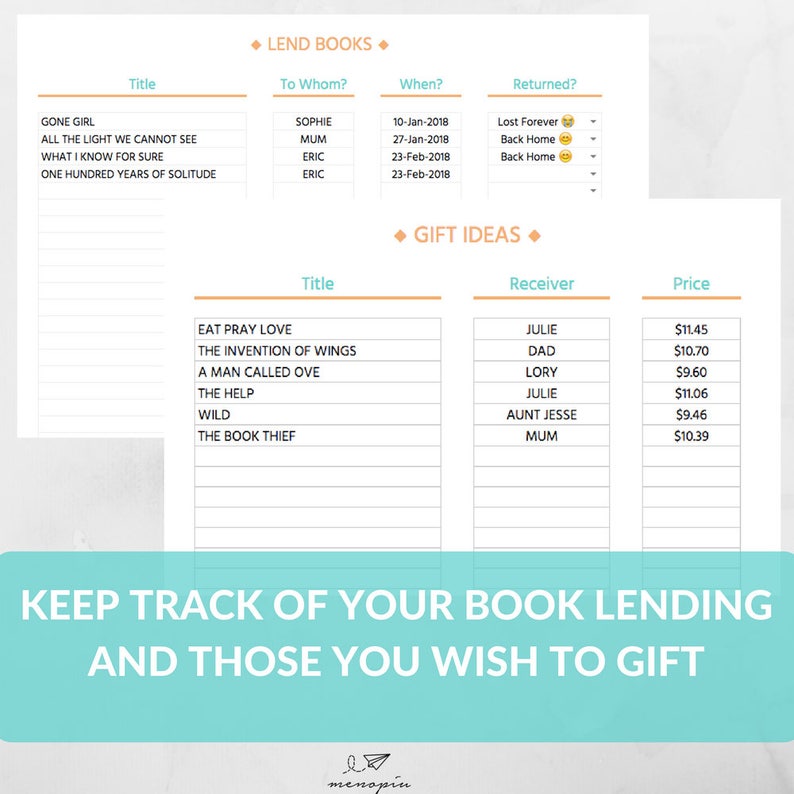 Book Collection Template, Books to Read Excel Template, Book Tracker ...