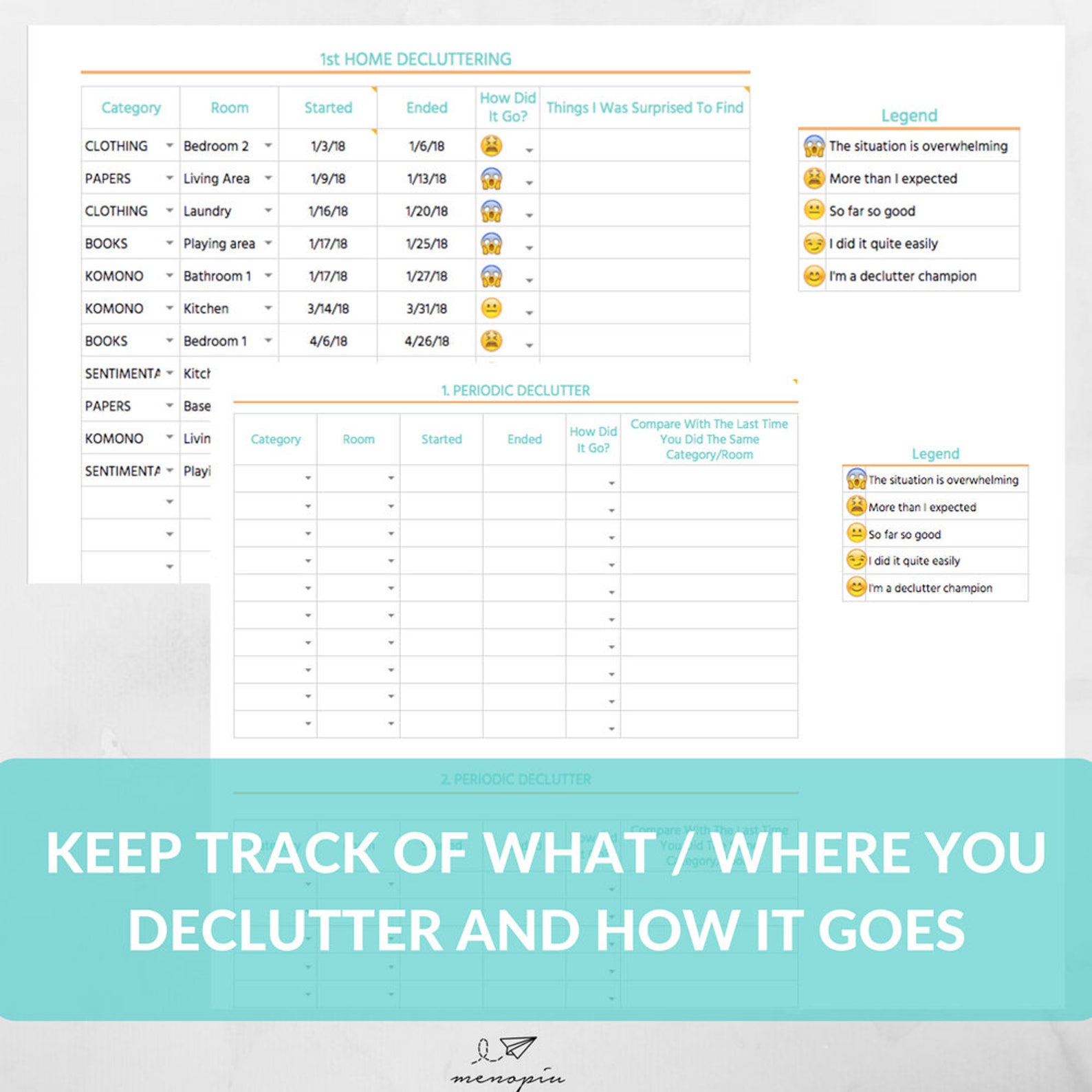 Konmari Method Worksheet, Home Organization Checklist (google Sheet) - Etsy