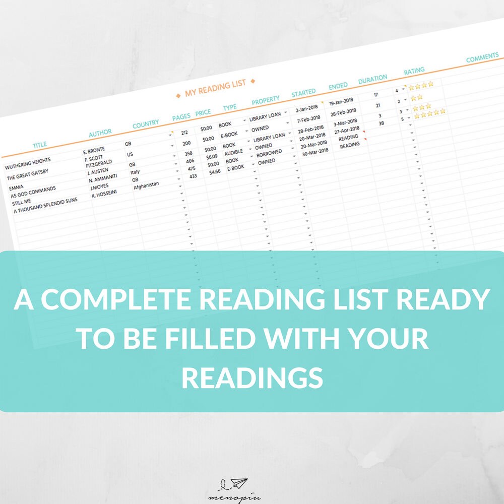 Book Collection Template, Books to Read Excel Template, Book Tracker ...