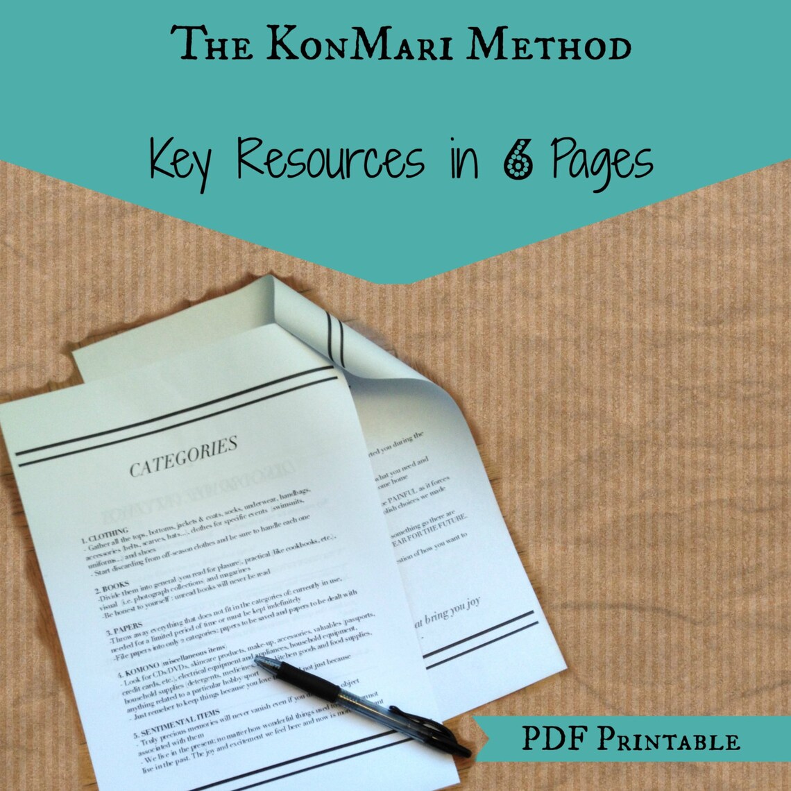 Konmari Method, Konmari Checklist, Marie Kondo Workbook, PDF Printable ...