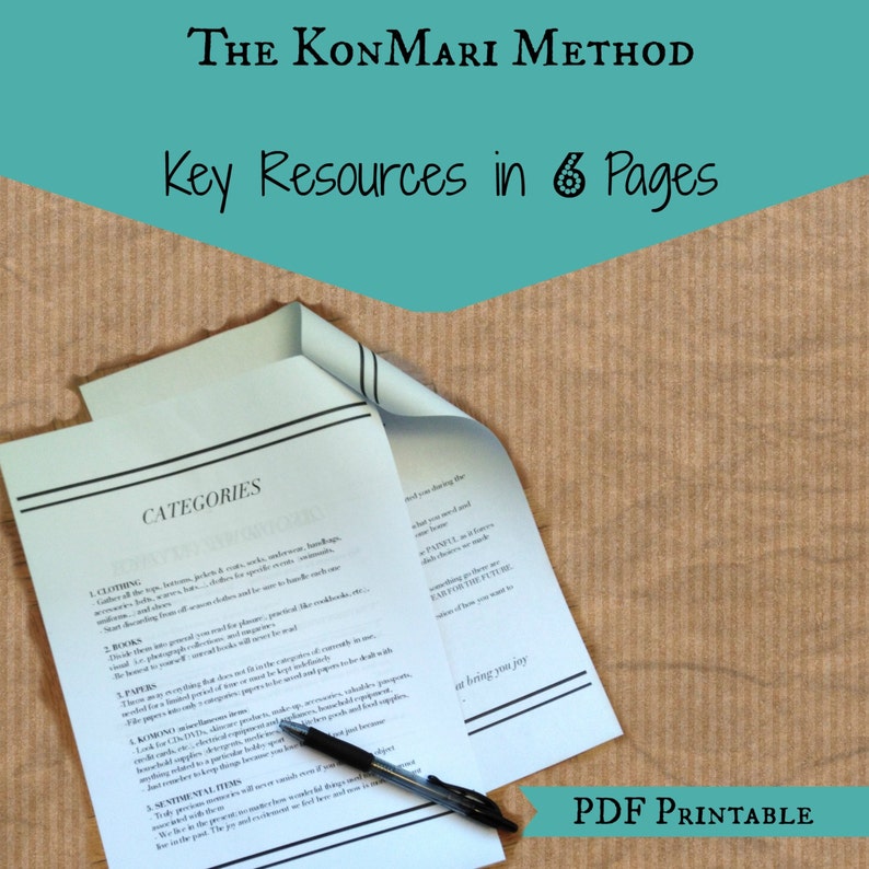 Konmari Method, Konmari Checklist, Marie Kondo Workbook, PDF Printable ...