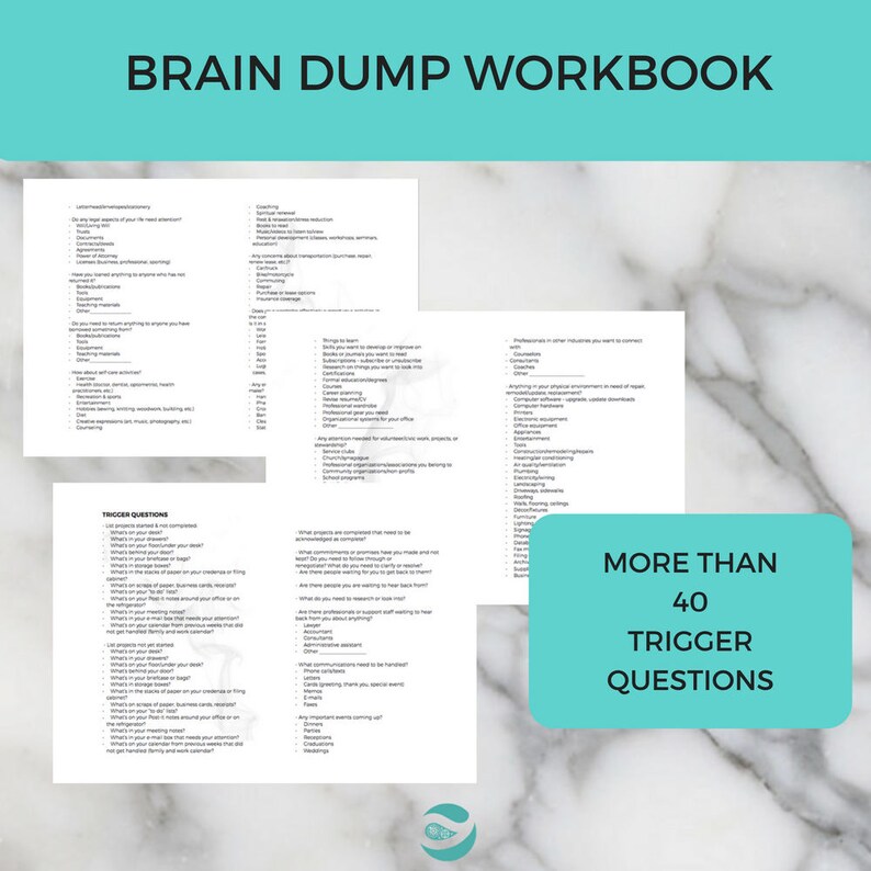 Brain Dump Manual, Mental Declutter Workbook, Ram Dump Exercise, Brain ...