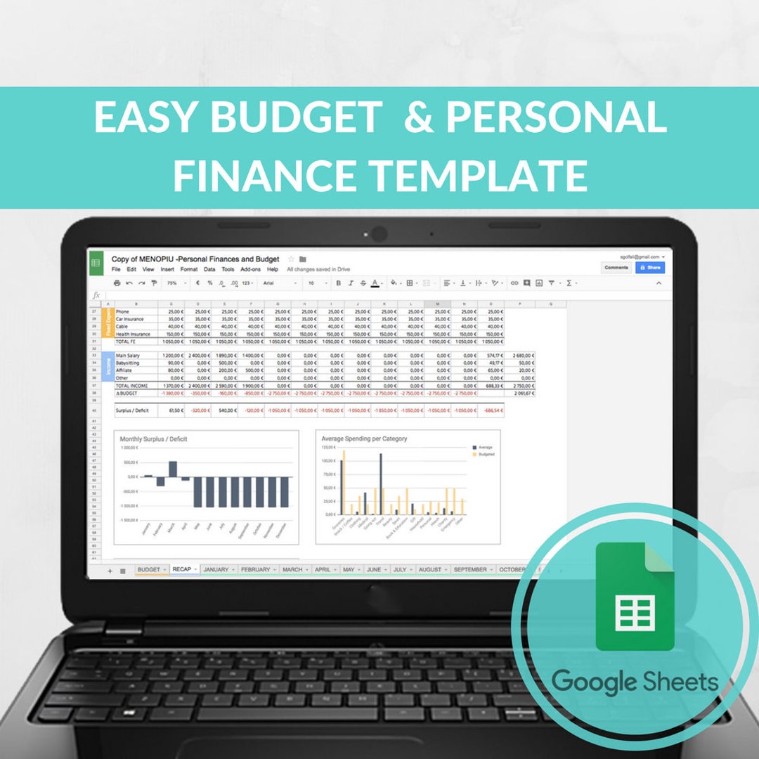 Google Sheets Budget Template, Expense Tracker, Monthly Planner ...